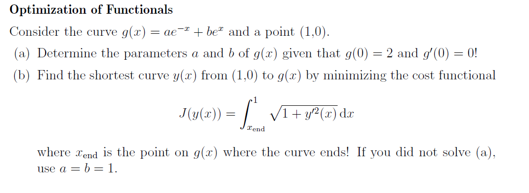 Solved Optimization of FunctionalsConsider the curve | Chegg.com