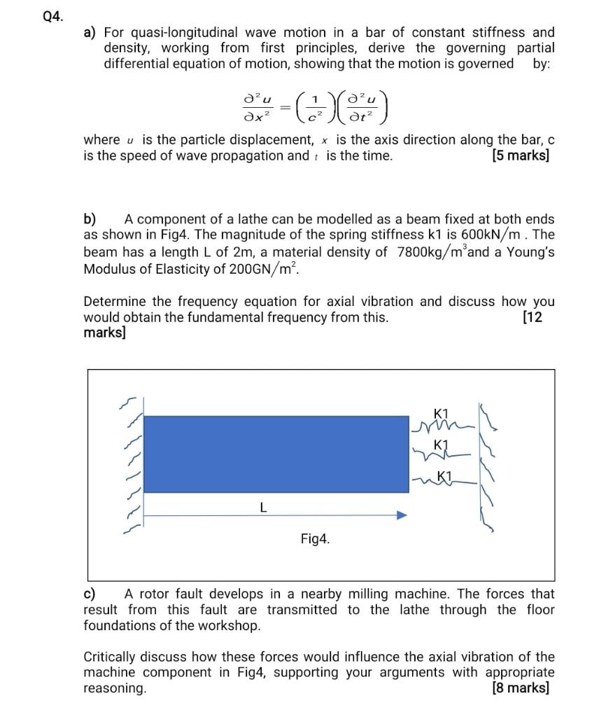 Solved 04. a) For quasi-longitudinal wave motion in a bar of | Chegg.com