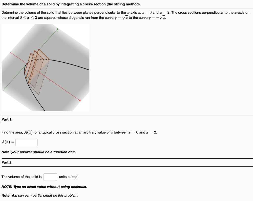 Solved Determine the volume of a solid by integrating a | Chegg.com