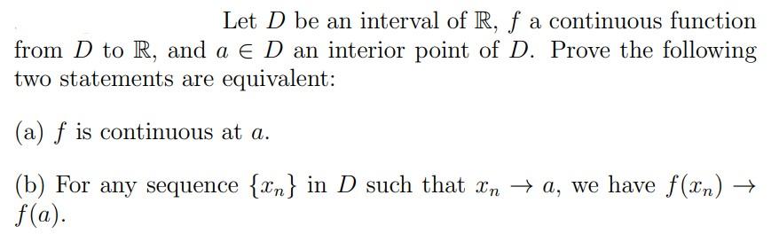 Solved Let D be an interval of R,f a continuous function | Chegg.com
