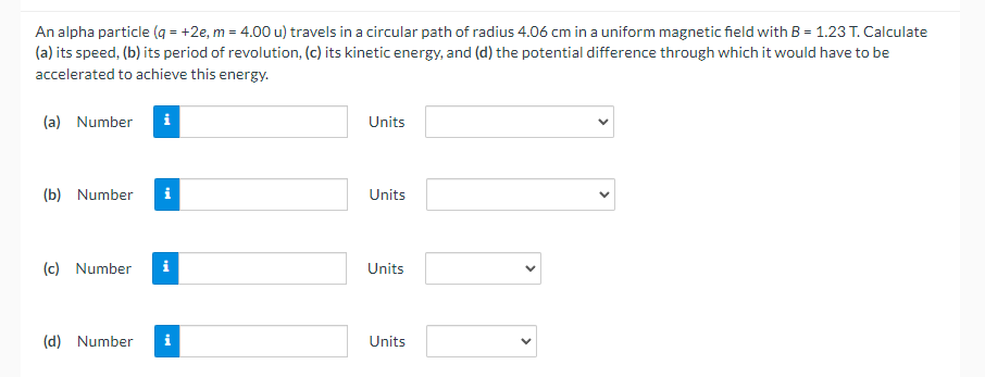 Solved An alpha particle (q=+2e, m=4.00u) travels in a | Chegg.com