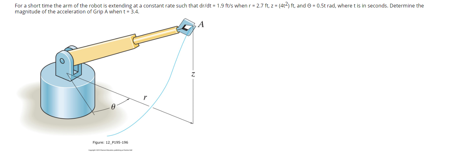 Solved For a short time the arm of the robot is extending at | Chegg.com