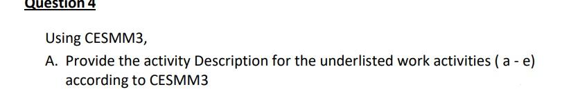 Solved question 4 Using CESMM3, A. Provide the activity | Chegg.com