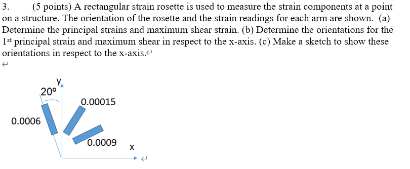 Solved 3. (5 points) A rectangular strain rosette is used to | Chegg.com