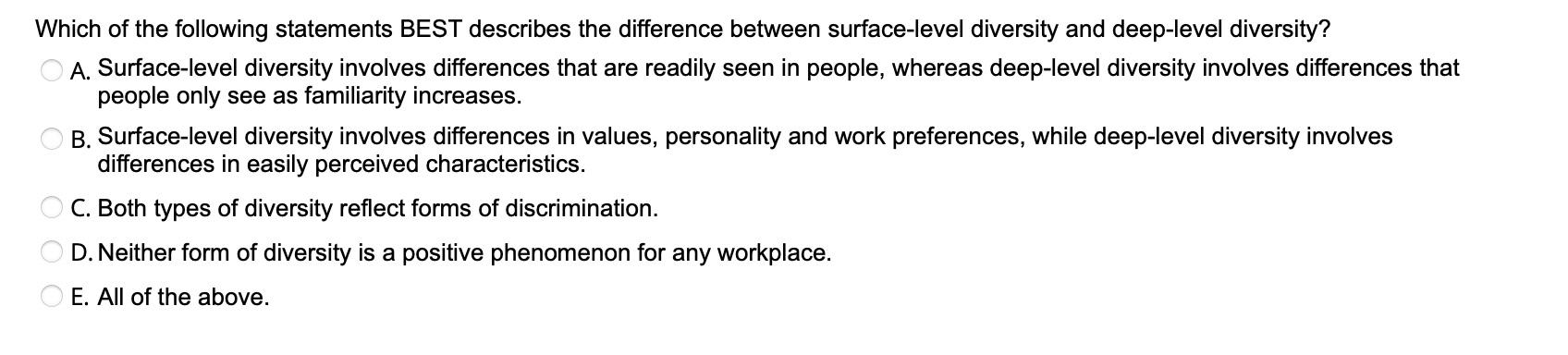 Solved Which of the following statements BEST describes the | Chegg.com