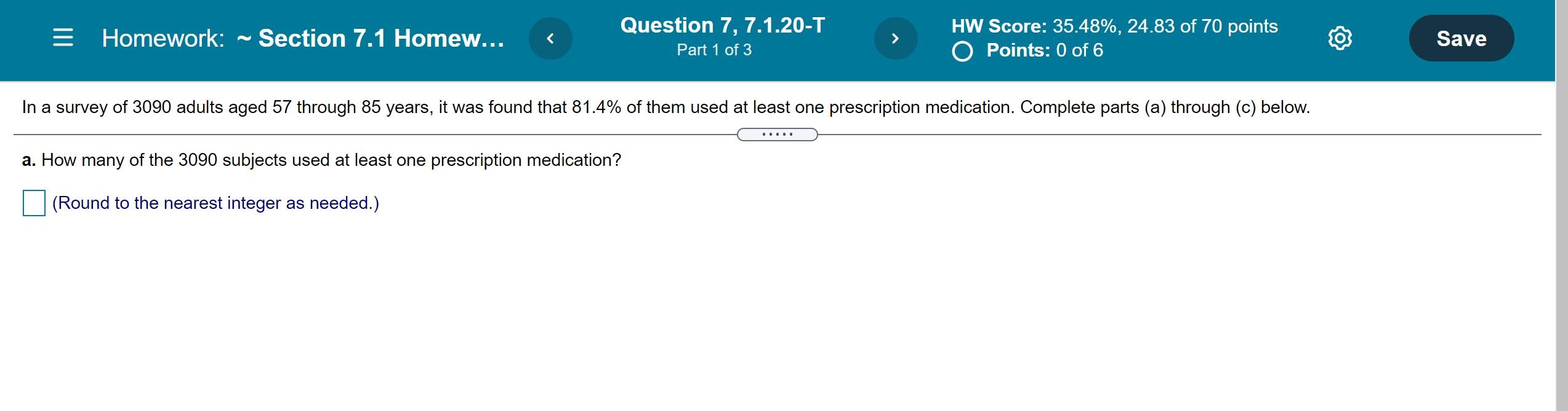 Solved Homework Section 7 1 Homew Question 7 7 1 20 T