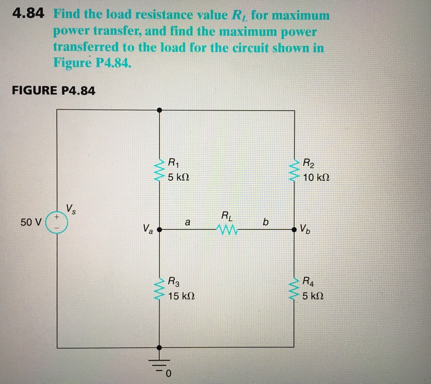 Solved 4.84 Find the load resistance value R, for maximum | Chegg.com