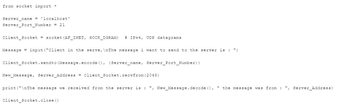 Solved from socket import * Server_name = 'localhost' | Chegg.com