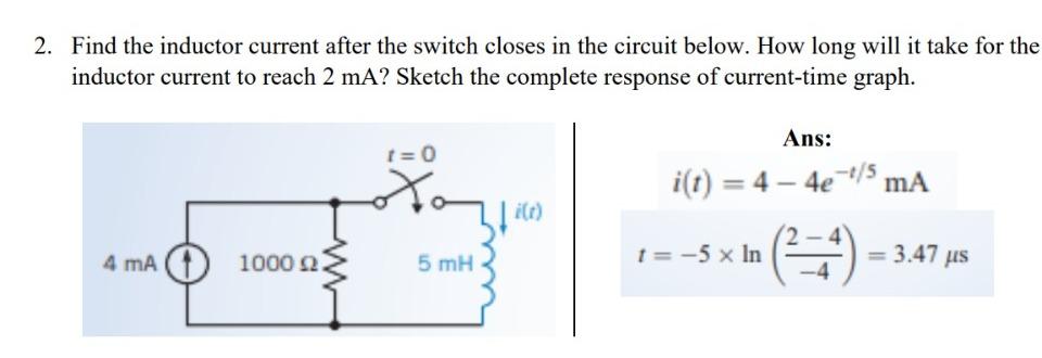 Solved 2. Find the inductor current after the switch closes | Chegg.com