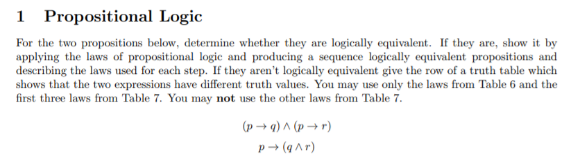 Solved 1 Propositional Logic For the two propositions below, | Chegg.com