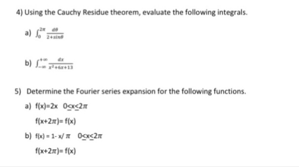 Solved 4) Using the Cauchy Residue theorem, evaluate the | Chegg.com