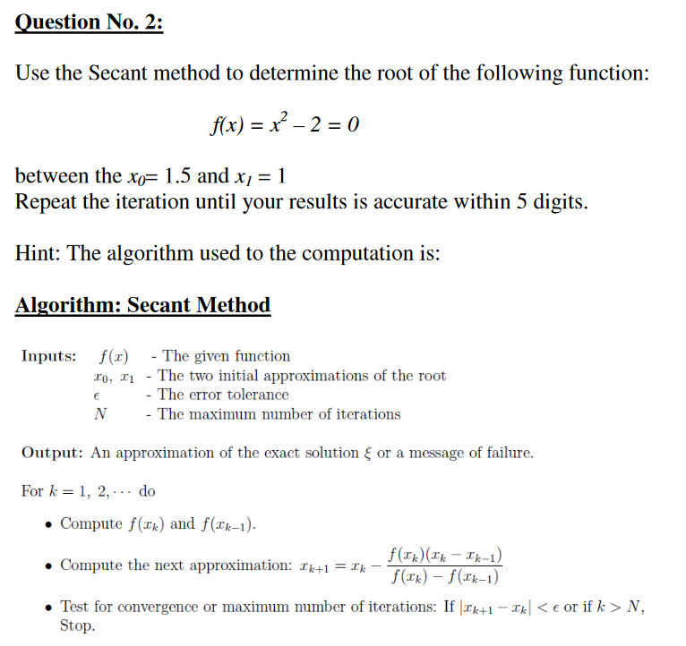 Solved 'Root Finding Methods' Questions. Can you solve "ALL" | Chegg.com