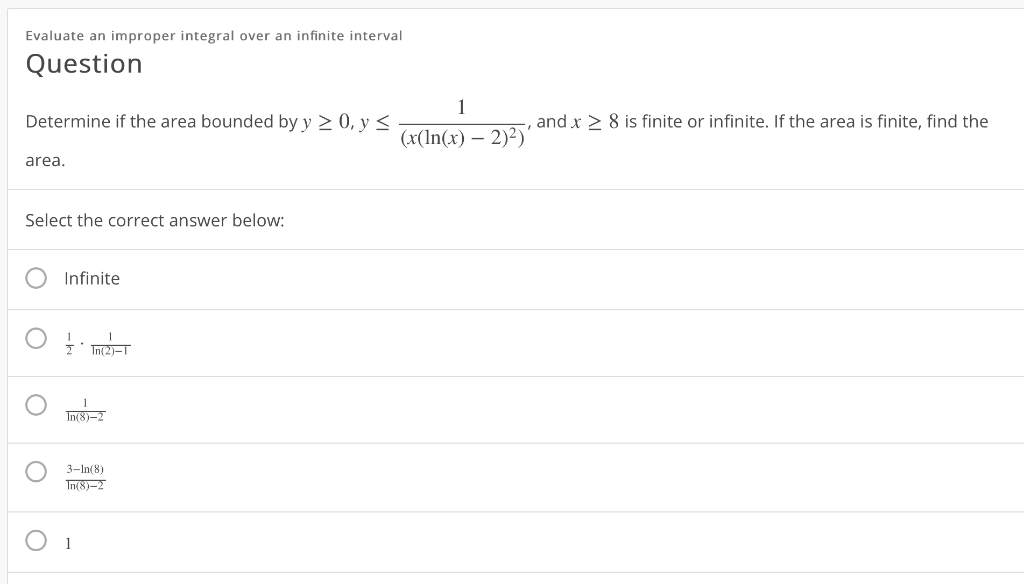 Solved Evaluate An Improper Integral Over An Infinite Chegg