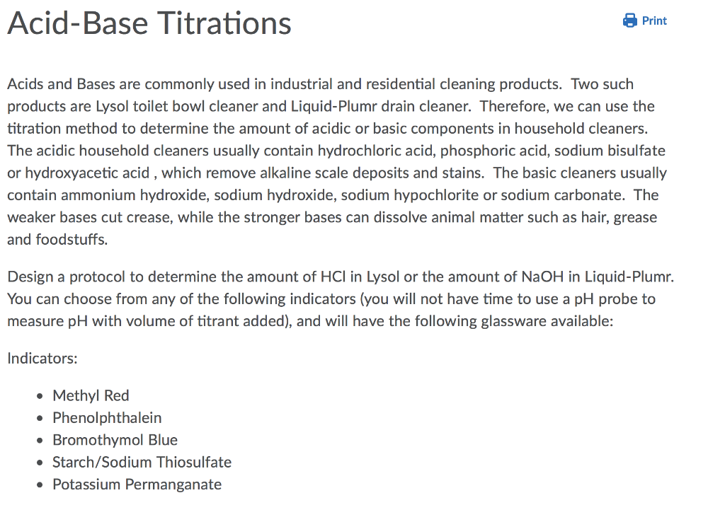 Acid-Base Titrations Print Acids and Bases are | Chegg.com
