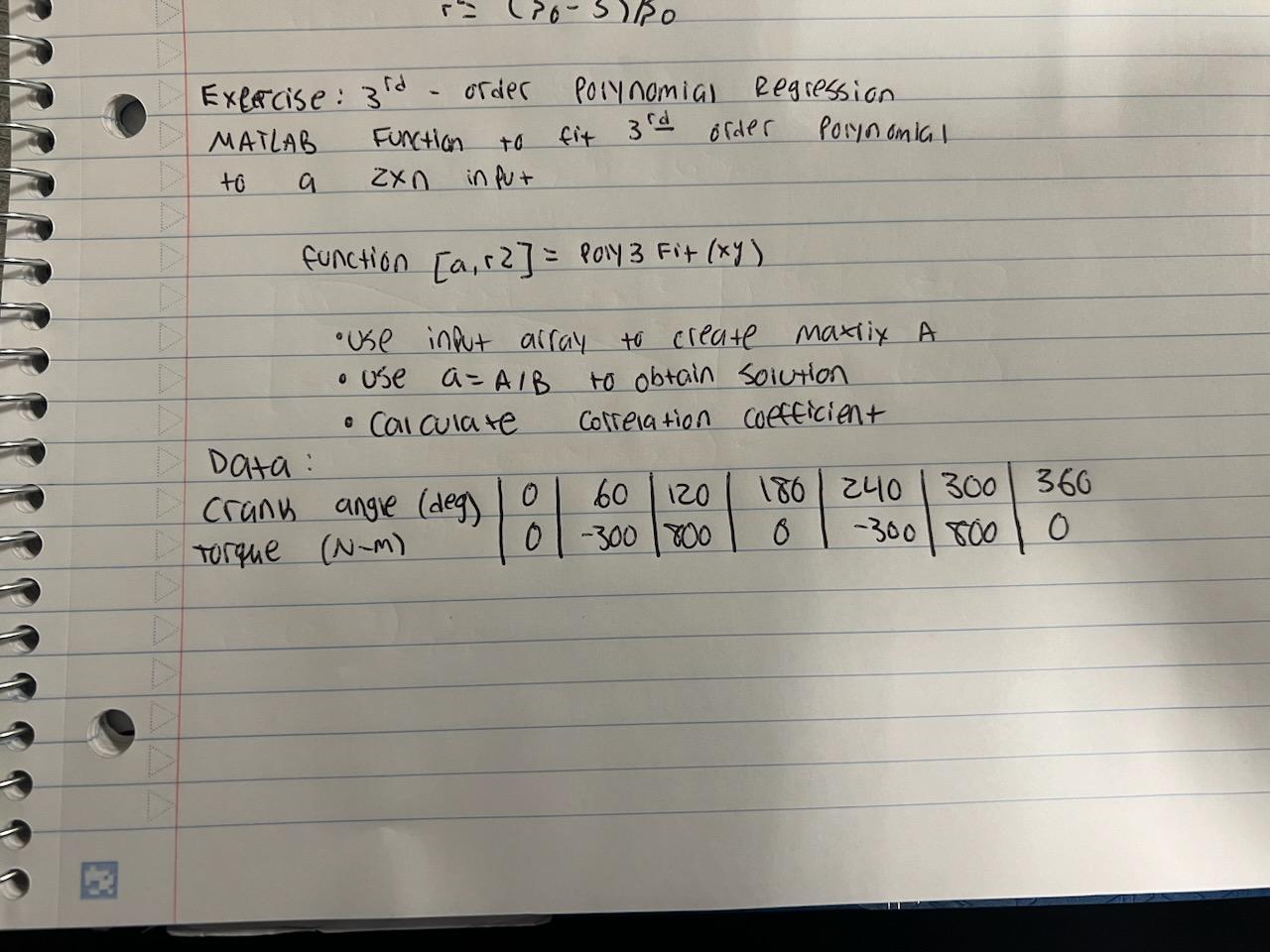 Solved Refcise: 3rd - order porynomial Regression ATAB | Chegg.com