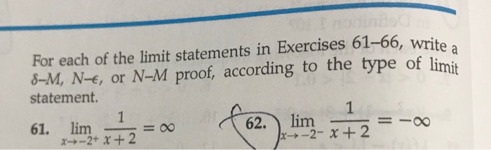 Solved For each of the limit statements in Exercises 61-66, | Chegg.com
