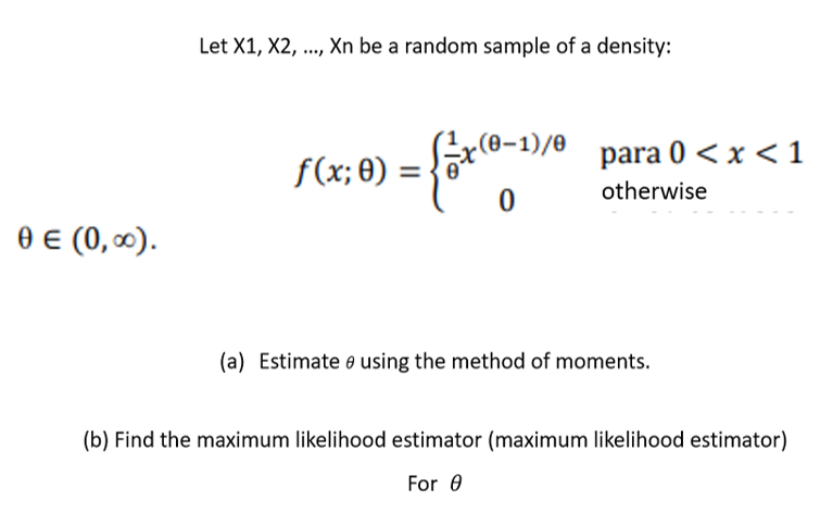 Solved Let X1,X2,…,X be a random sample of a density: | Chegg.com