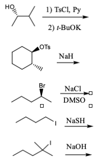 Solved HO, 1) TsCl, Py 2) t-BuOK OTS NaH Br NaCl DMSO NaSH | Chegg.com