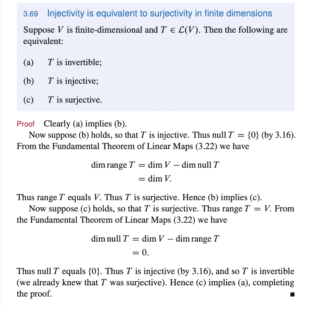 Solved 3.69 Injectivity is equivalent to surjectivity in | Chegg.com