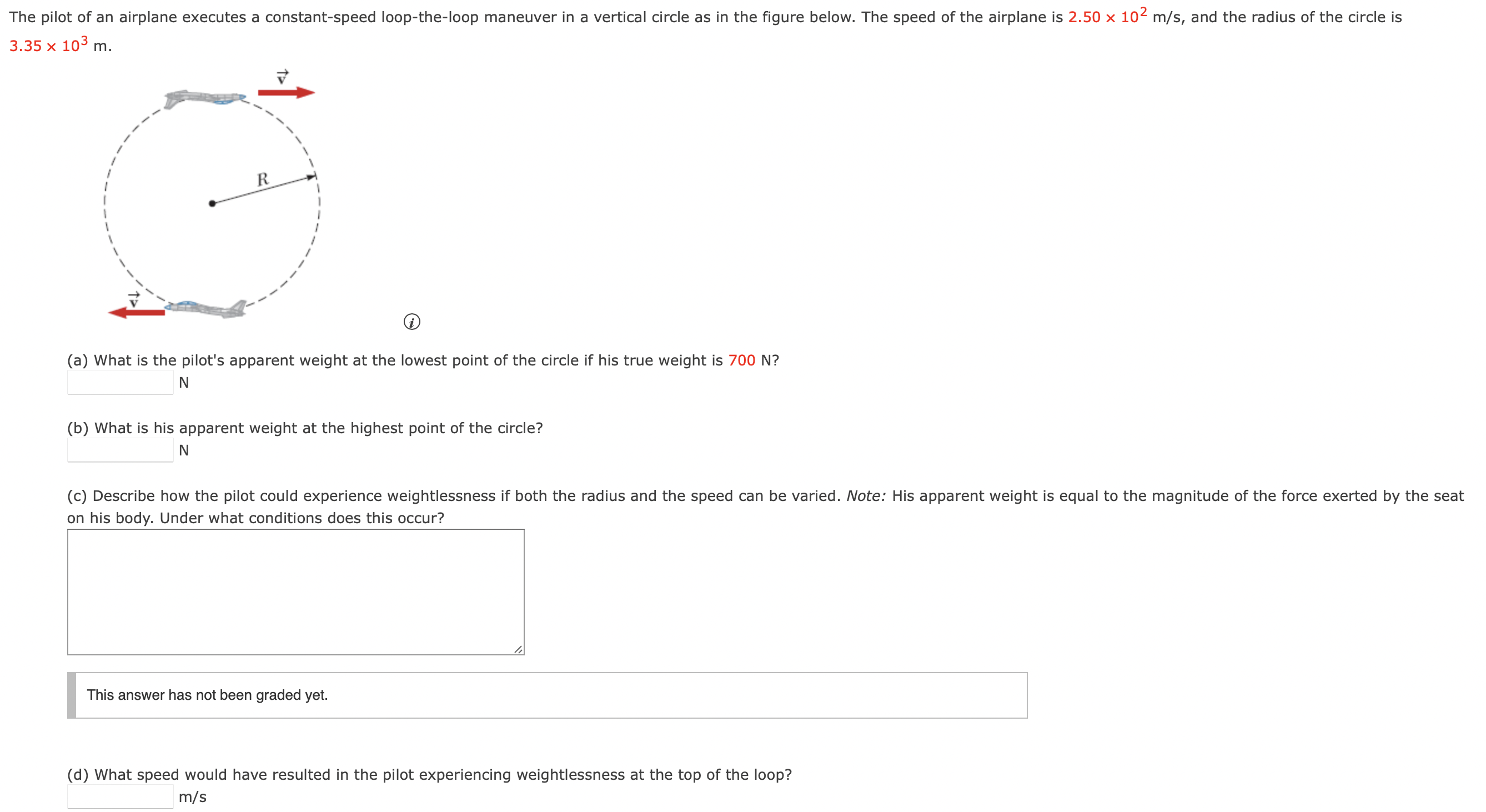 Solved 5×103 m. (i) (a) What is the pilot's apparent weight | Chegg.com
