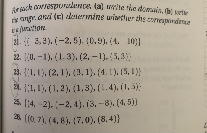Solved For each correspondence, (a) write the domain, (b) | Chegg.com