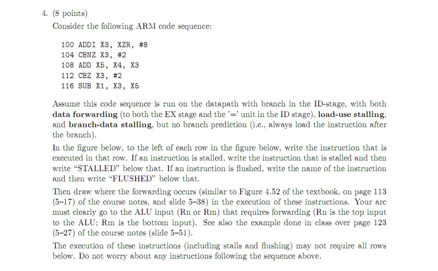 Solved 4. (8 points) Consider the following ARM code | Chegg.com