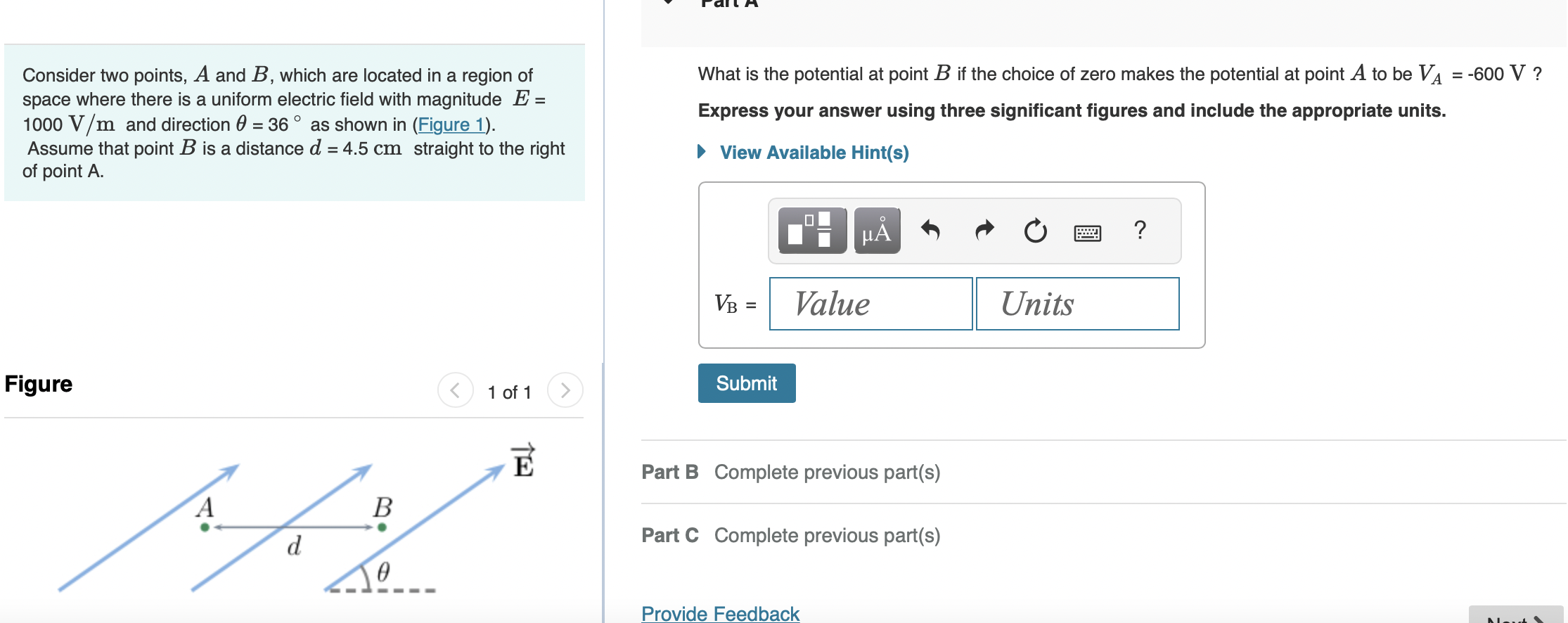 Solved Consider two points, A and B, which are located in a | Chegg.com
