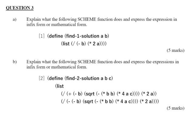 Solved a) Explain what the following SCHEME function does | Chegg.com