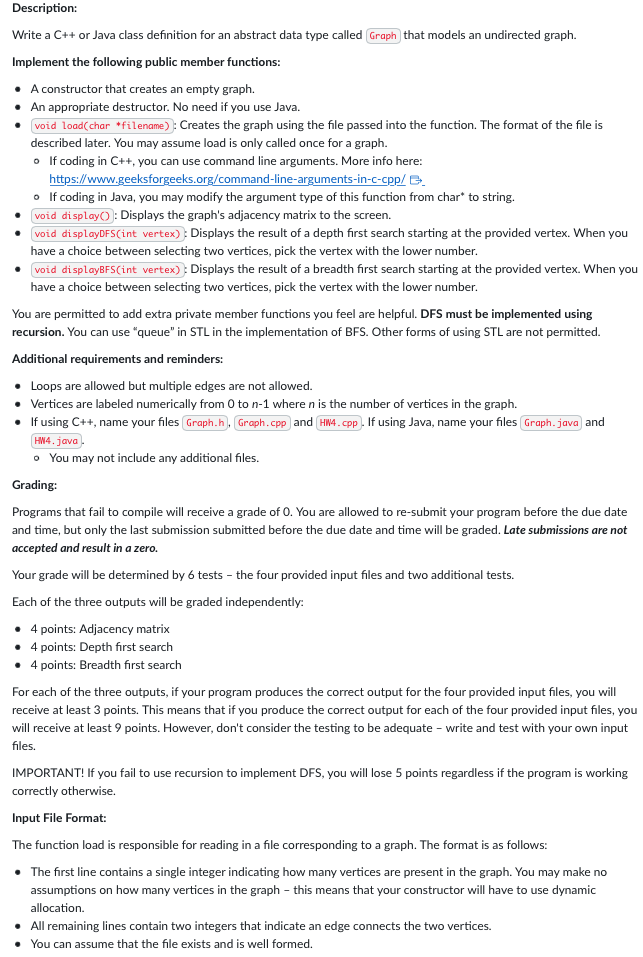 Solved Description Write A C Or Java Class Definition For