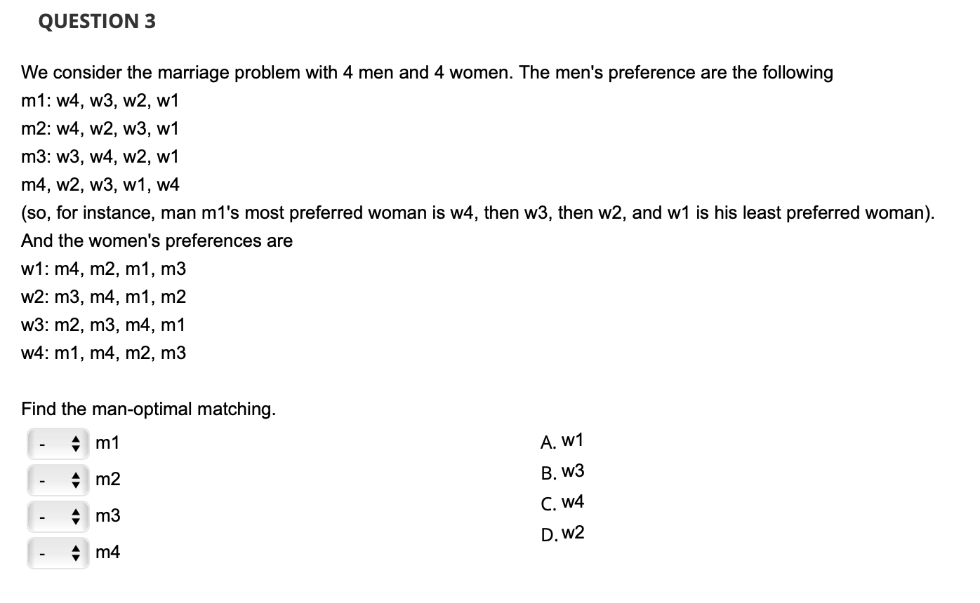 Solved QUESTION 1 We consider the matching between 7 doctors | Chegg.com