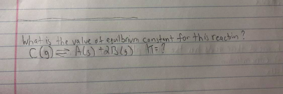 Solved What is the value of equilbrium constant for this | Chegg.com