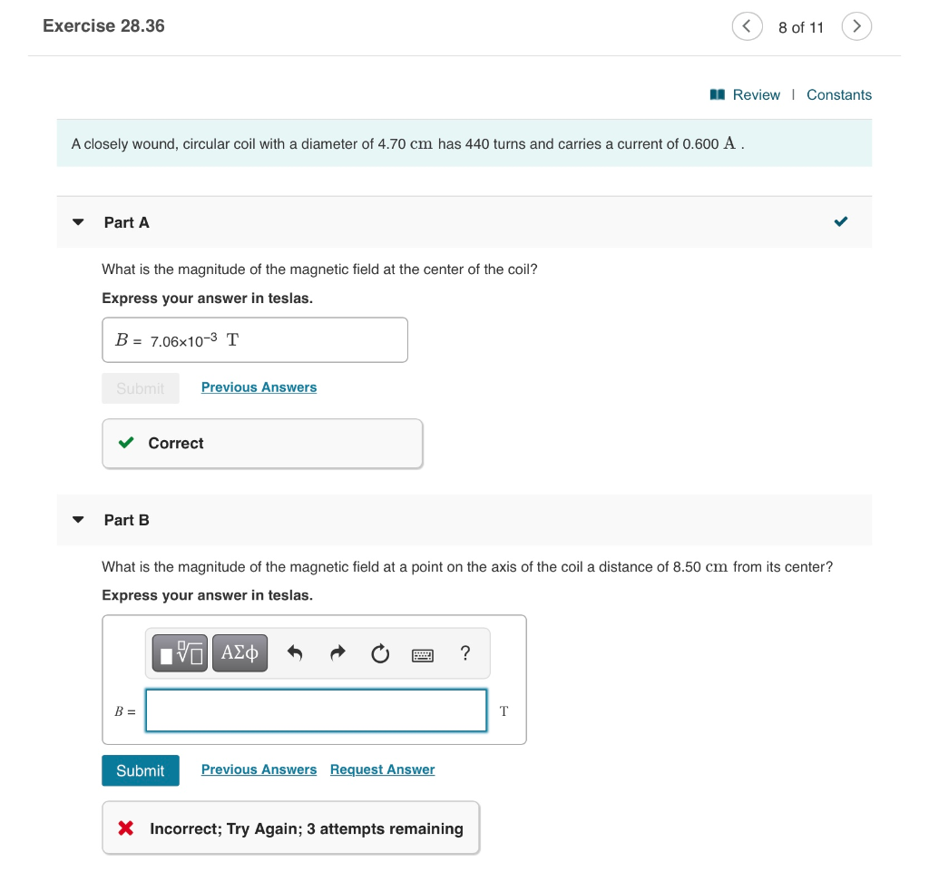 Solved A closely wound, circular coil with a diameter of | Chegg.com