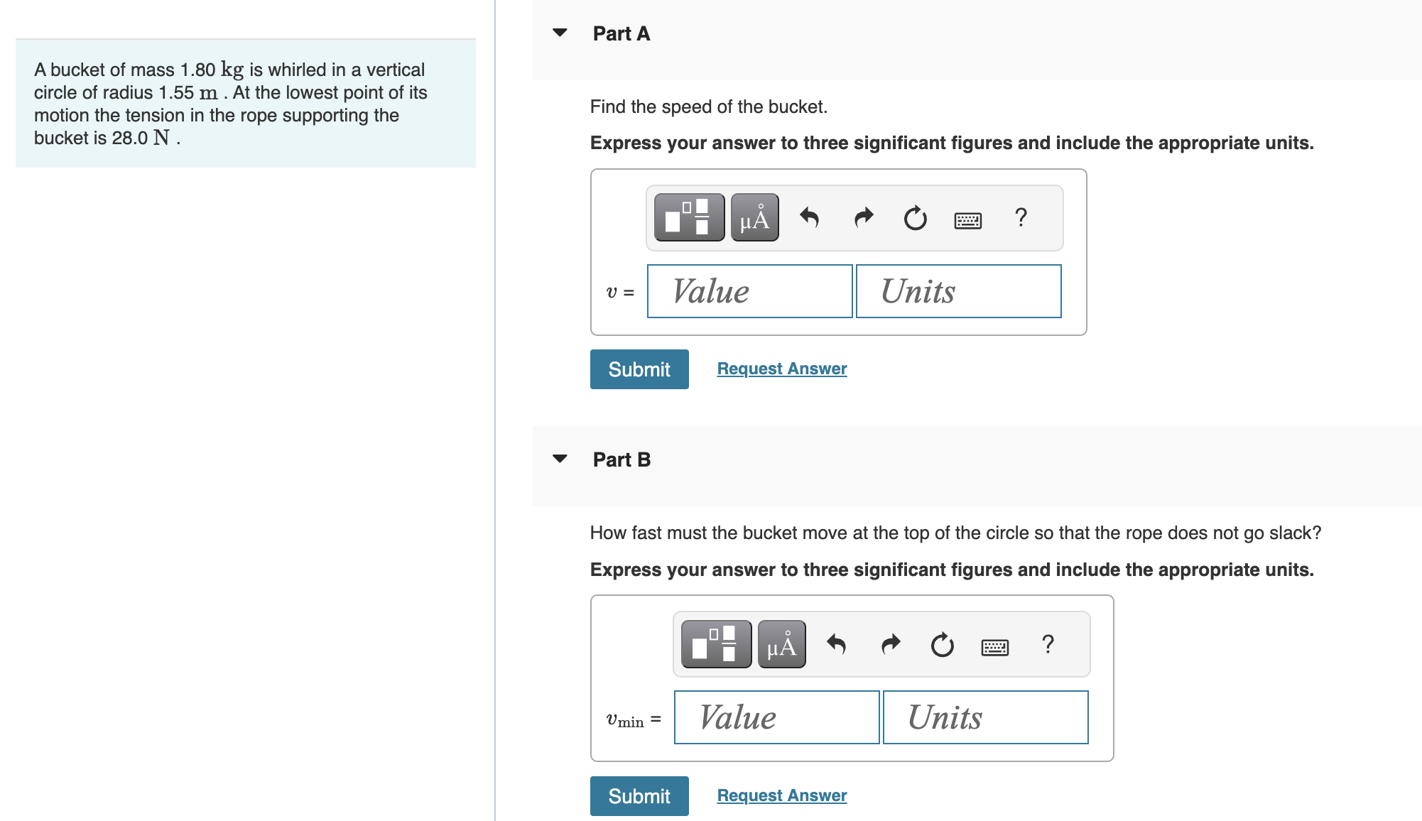 Solved A bucket of mass 1.80 kg is whirled in a vertical | Chegg.com