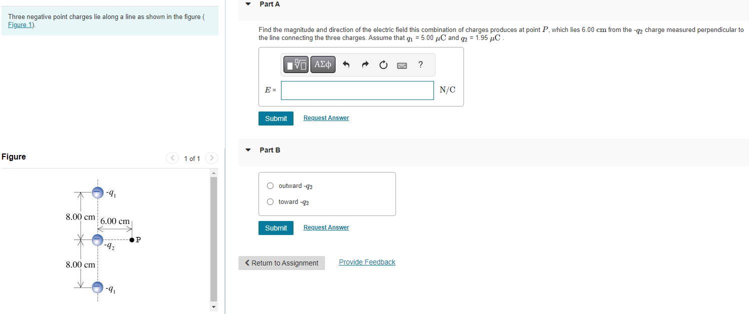 Solved Three negative point charges lie along a line as | Chegg.com