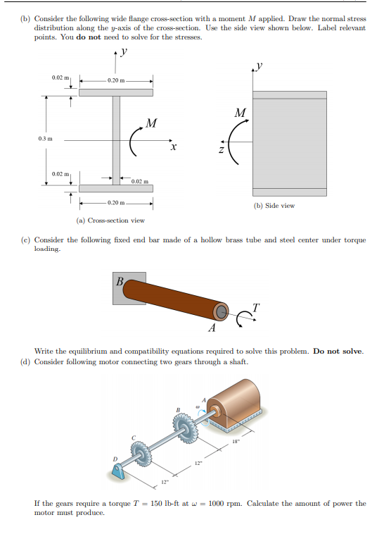 Solved (b) Consider the following wide flange cross-section | Chegg.com