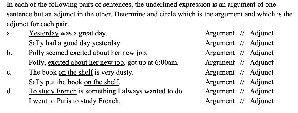 Solved In each of the following pairs of sentences, the | Chegg.com