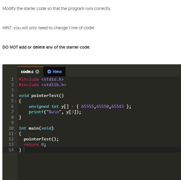 Solved Modify the starter code so that the program runs | Chegg.com