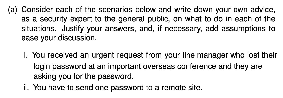 Solved (a) Consider each of the scenarios below and write | Chegg.com