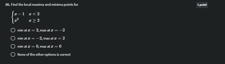 Solved 16. Find the local maxima and minima points for | Chegg.com