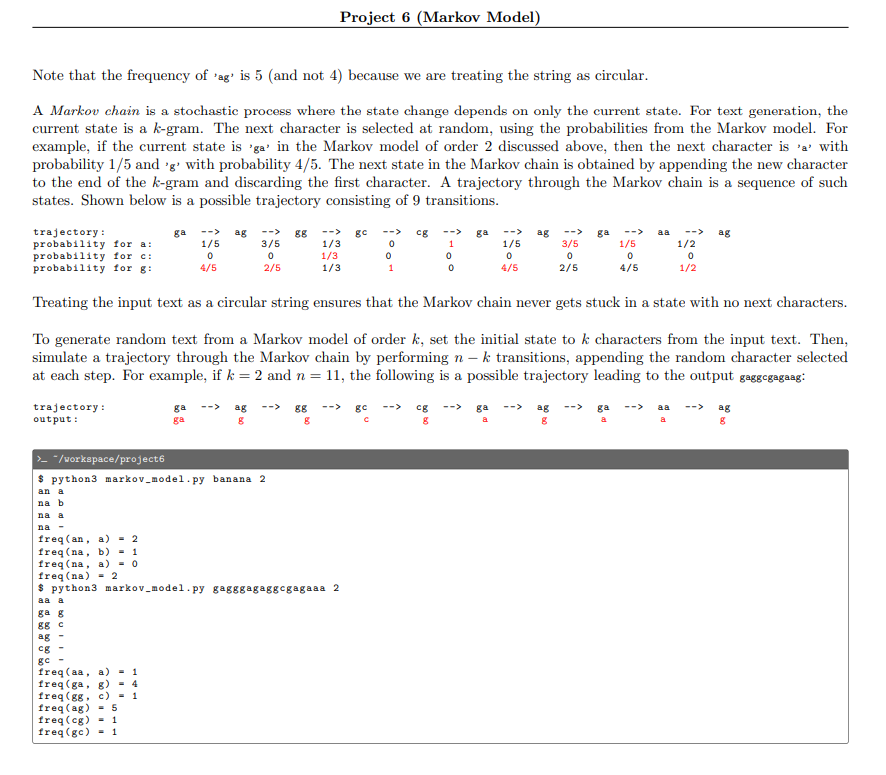 Solved Problem 1. (Markov Model Data Type) Define a data | Chegg.com