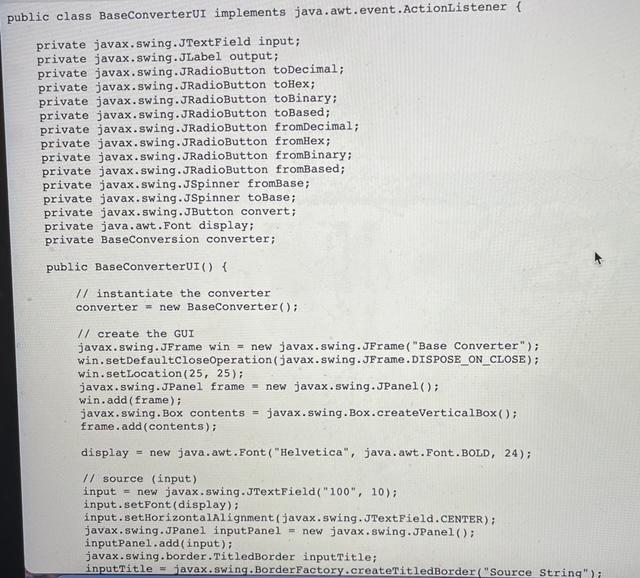 Solved /** * Interface for the Programming Assignment: Base | Chegg.com