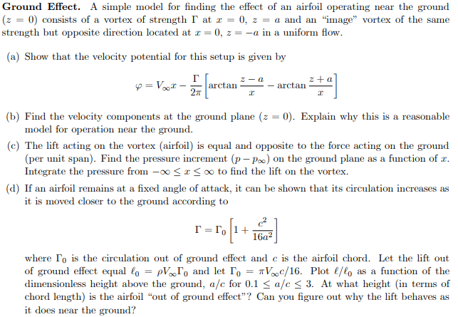 Ground Effect. A simple model for finding the effect | Chegg.com