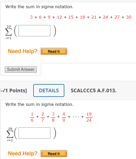 Solved Write the sum in sigma notation. | Chegg.com