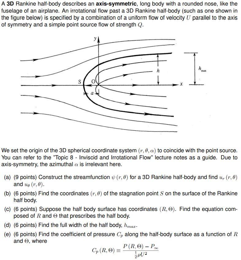 Solved A 3D Rankine half-body describes an axis-symmetric, | Chegg.com