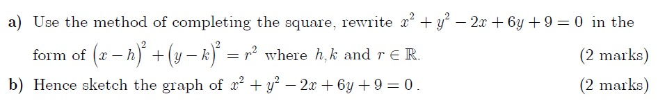 Solved a) Use the method of completing the square, rewrite | Chegg.com
