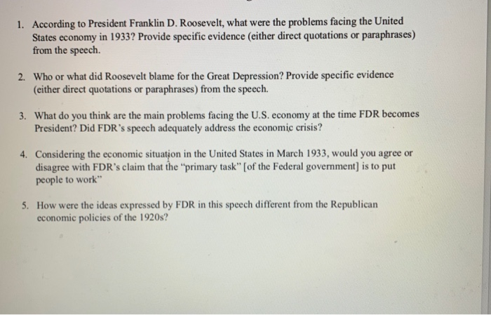 President Roosevelt Great Depression