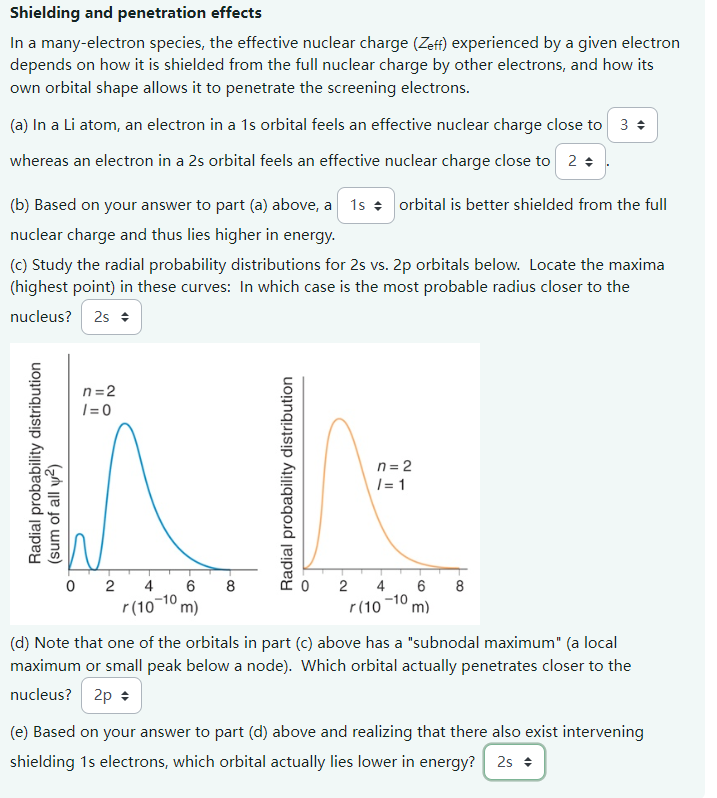 Solved Shielding and penetration effects In a many-electron | Chegg.com