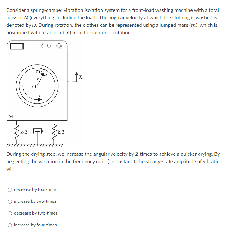 Solved Consider a spring-damper vibration isolation system | Chegg.com