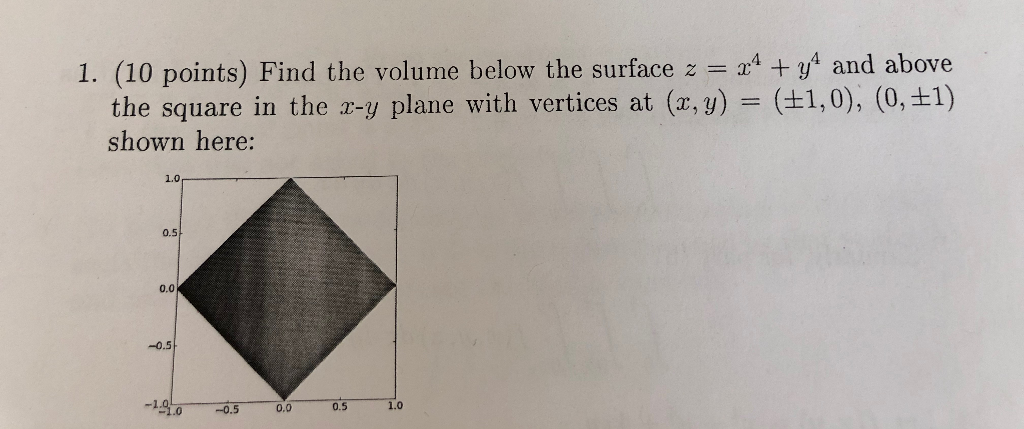 Solved I. (10 points) Find the volume below the surface- 4 | Chegg.com