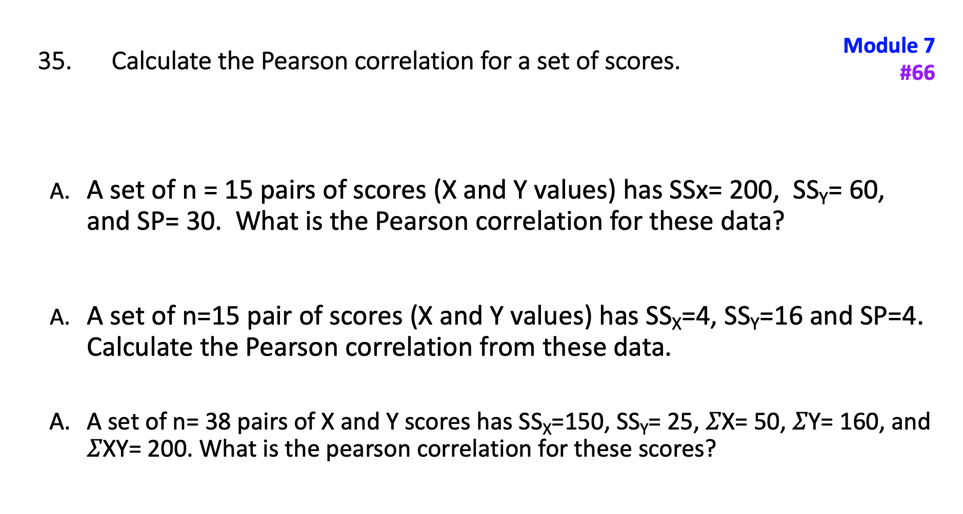 Solved 35. Calculate the Pearson correlation for a set of | Chegg.com